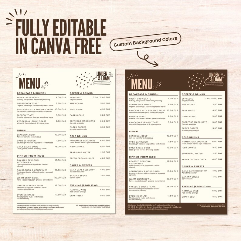 Canva Editable Cafe & Restaurant Menu Templates | 14 Templates | 3 ...