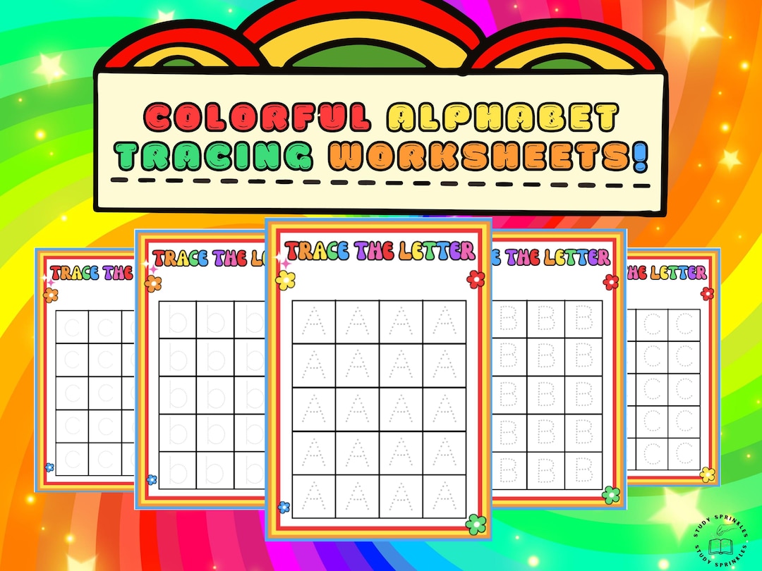 Rainbow Alphabet Tracing Worksheets | A–Z Uppercase & Lowercase ...