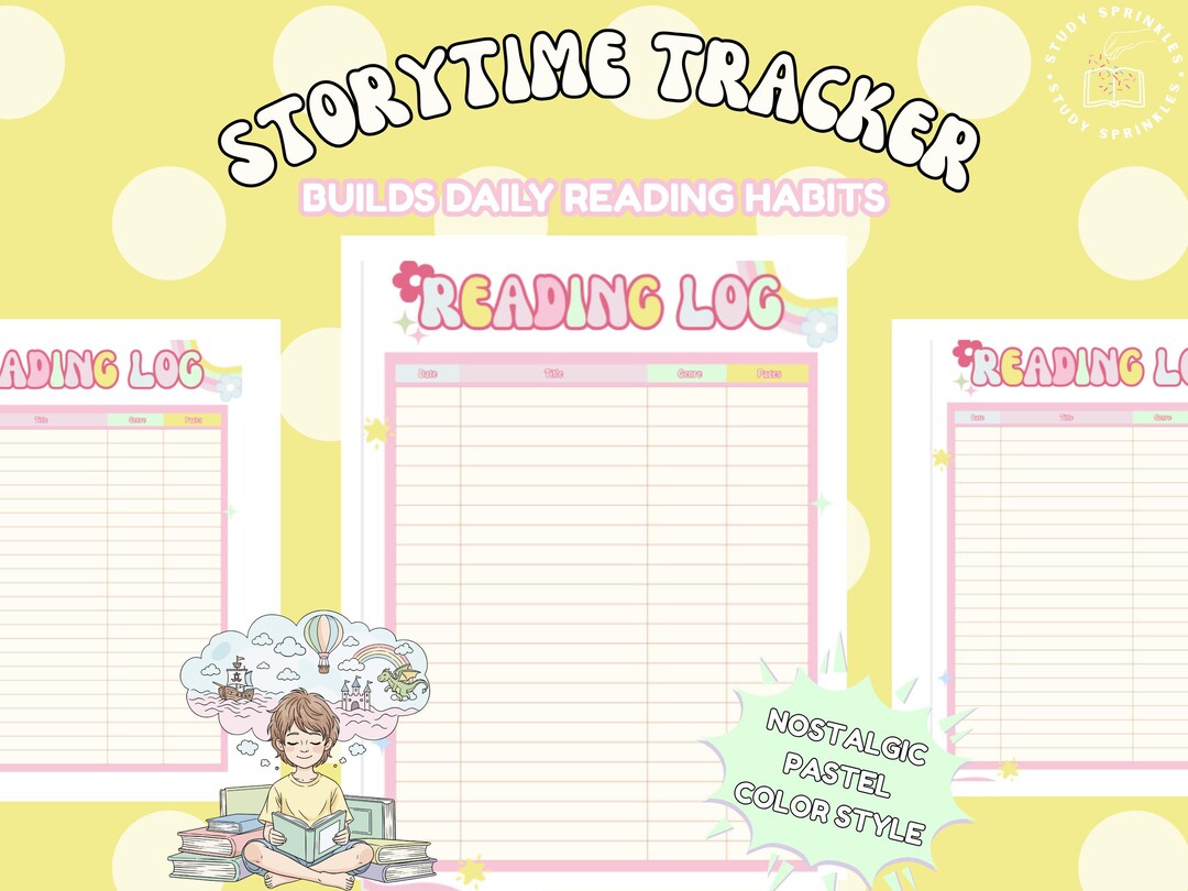 Pastel Storytime Reading Log | Kids' Reading Tracker (printable PDF) - Etsy