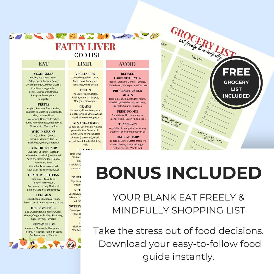 Fatty Liver Diet Food List | NAFLD & NASH Meal Plan (PDF) - Etsy