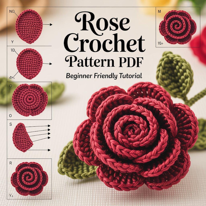 Red Rose Crochet Pattern – Beginner Amigurumi Flower Tutorial (PDF) - Etsy