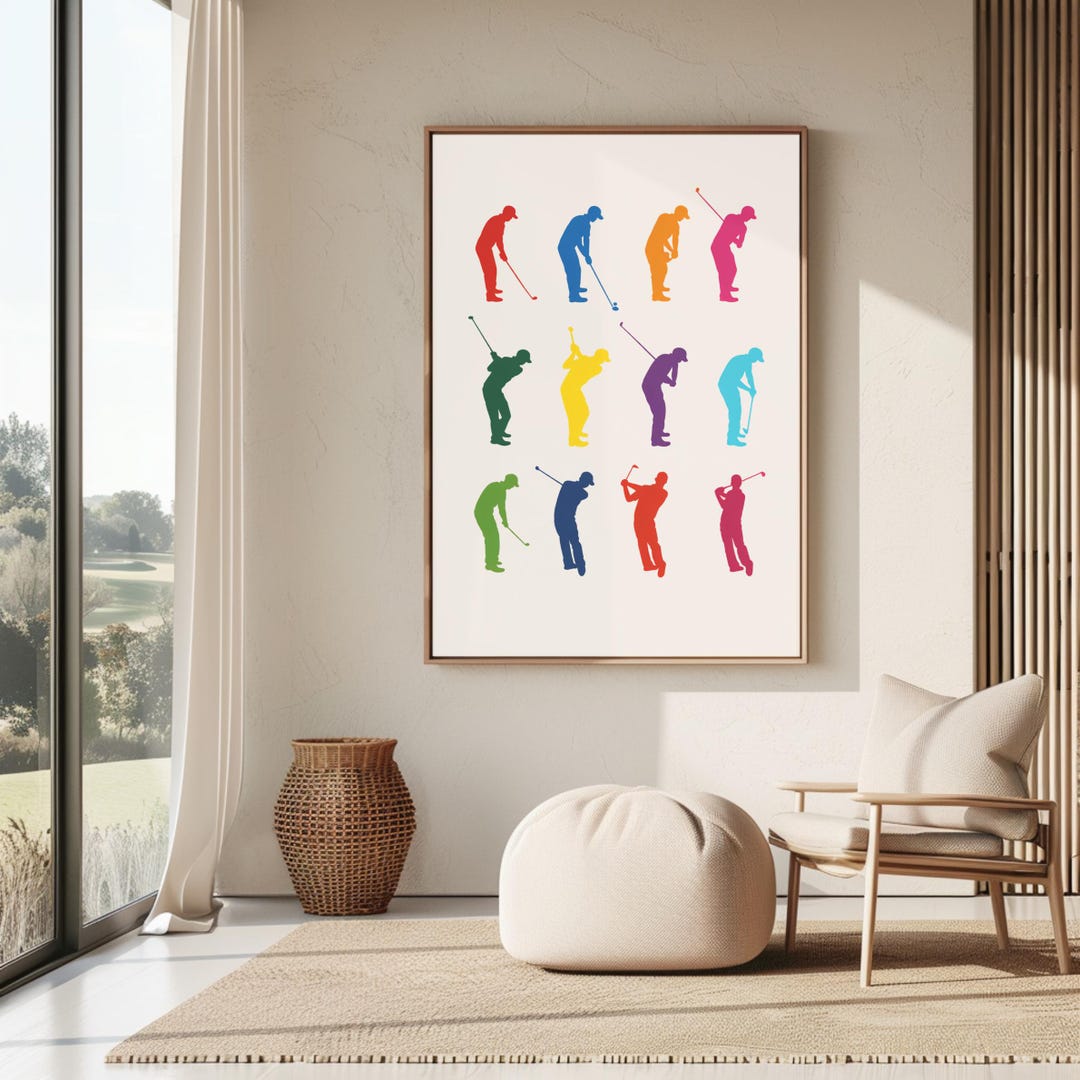Golf Swing Sequence Print | Golfer Silhouette Poster | Minimalist Golf ...