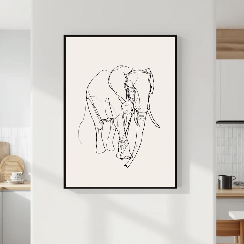 Drawn Elephant Poster - Etsy UK