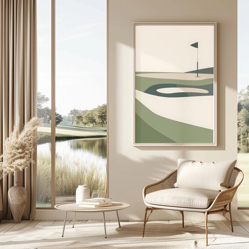 Minimalist Golf Course Print | Abstract Fairway Wall Art | Scandinavian ...