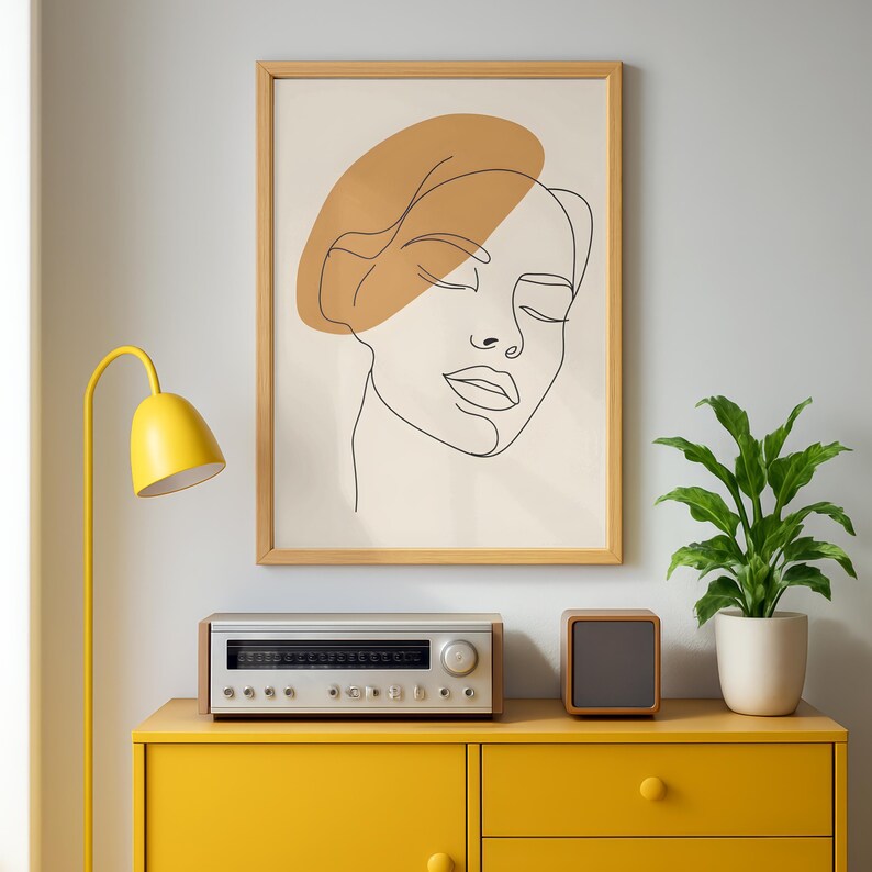 Line Art Face Print, Abstract Woman Portrait, Boho Wall Art, Modern ...