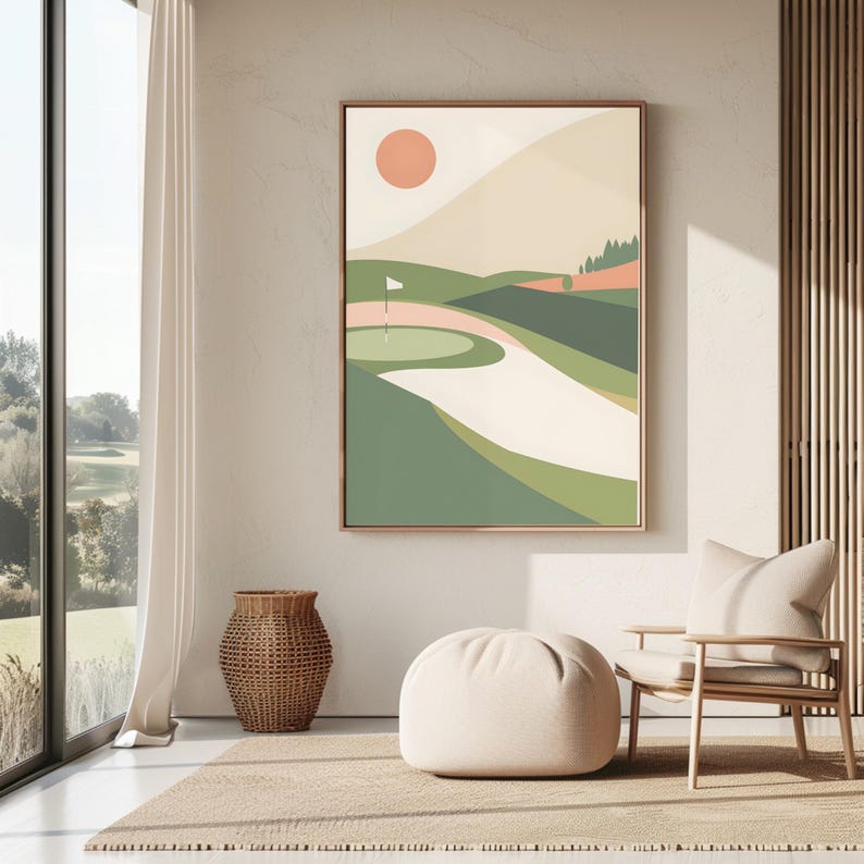 Abstract Golf Print | Minimal Golf Wall Art | Modern Fairway Poster ...