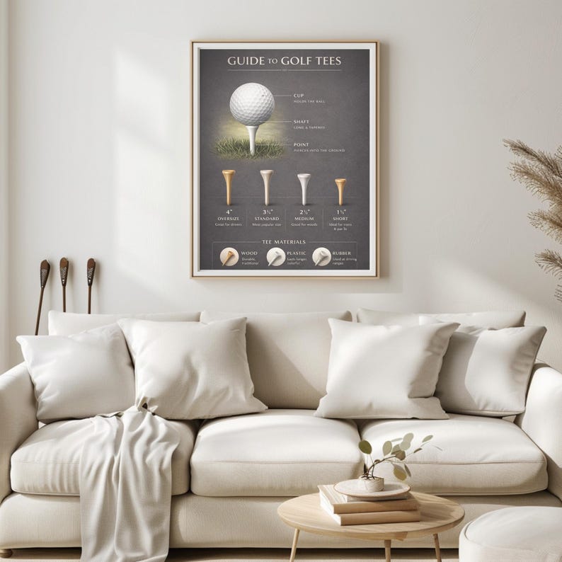 Golf Tee Guide Poster | Golf Equipment Diagram, Sizes, Materials (wall ...