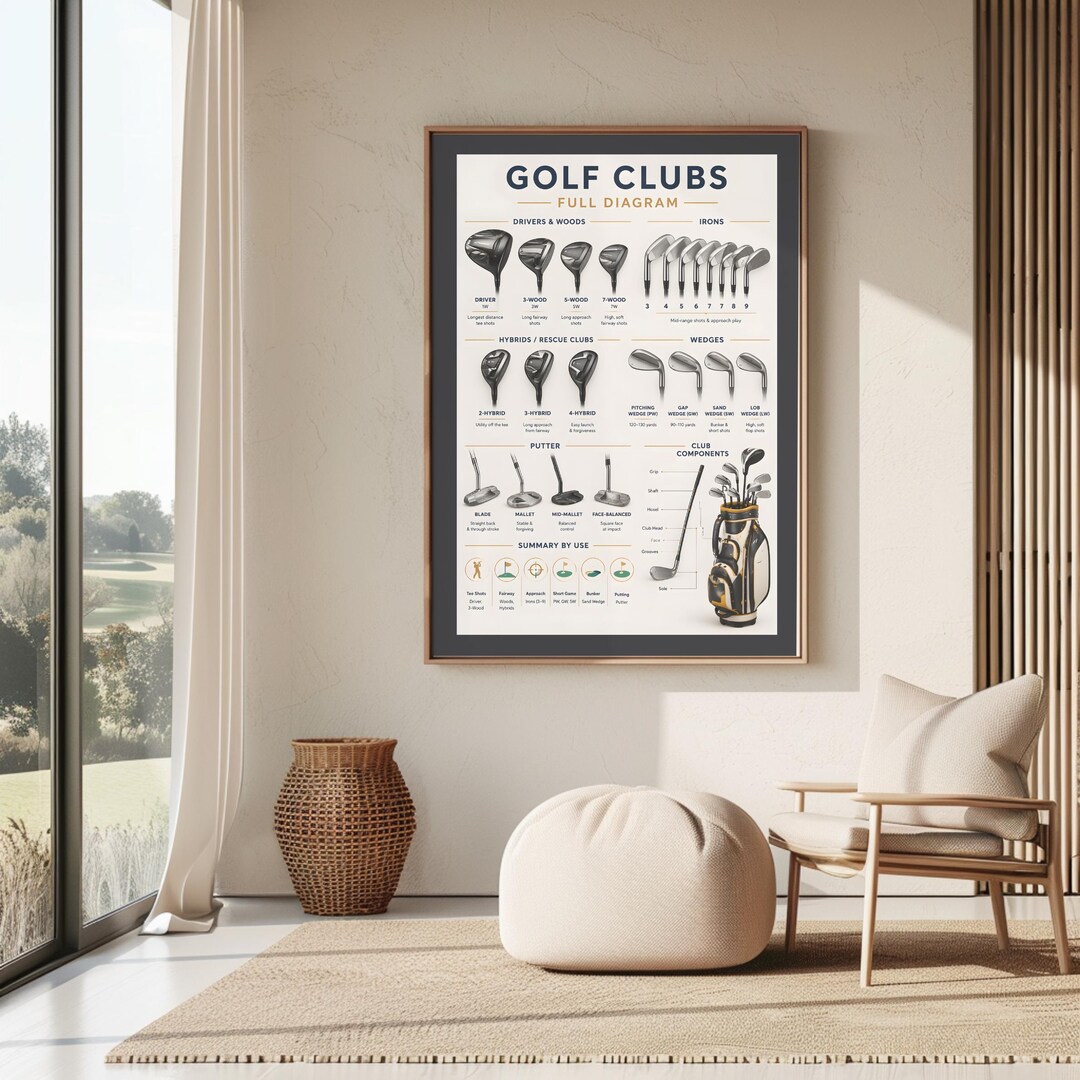 Golf Clubs Diagram Print | Full Club Guide, Golfer Wall Art - Etsy