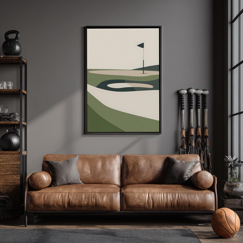 Minimalist Golf Course Print | Abstract Fairway Wall Art | Scandinavian ...