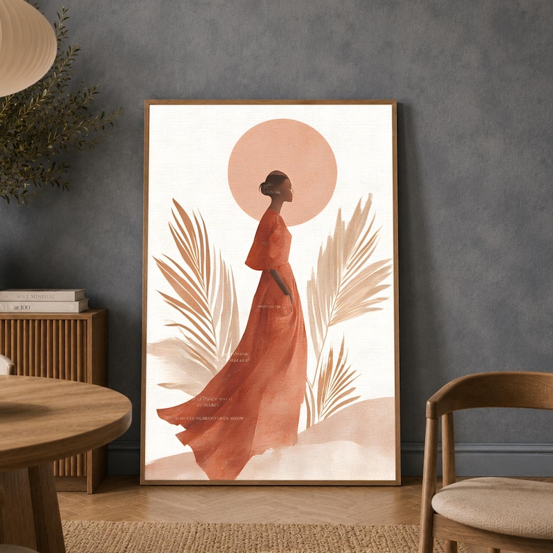Boho Woman Silhouette Print | Terracotta Desert Wall Art (poster) - Etsy