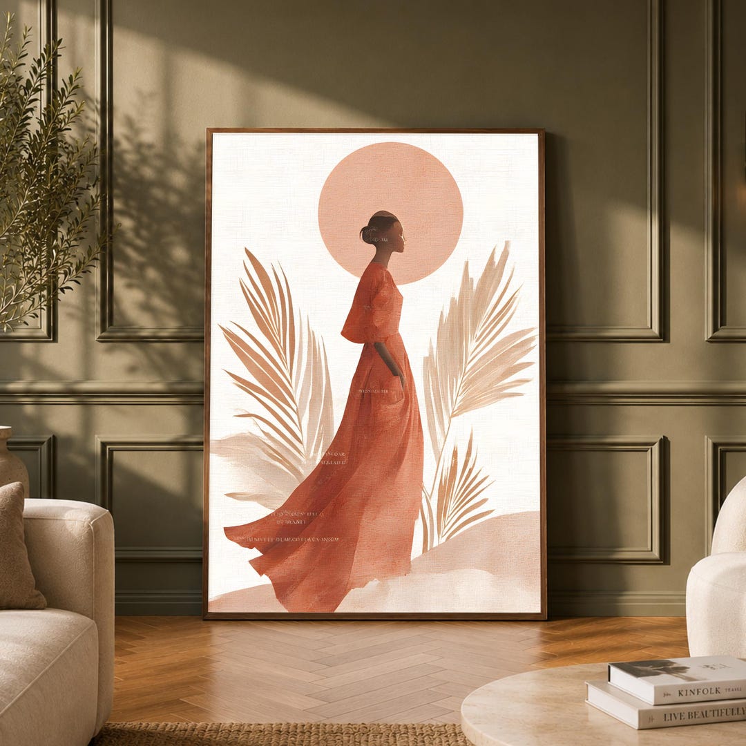 Boho Woman Silhouette Print | Terracotta Desert Wall Art (poster) - Etsy
