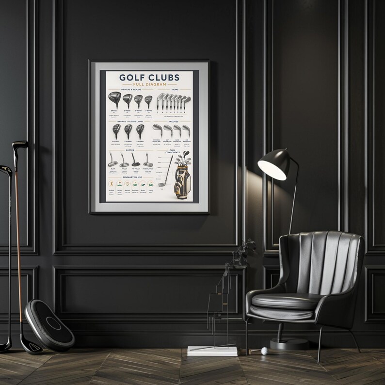 Golf Clubs Diagram Print | Full Club Guide, Golfer Wall Art - Etsy
