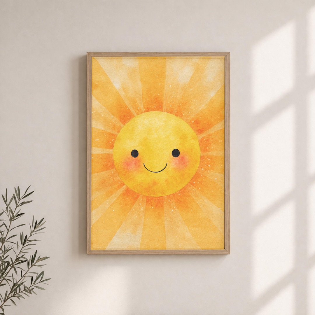 Smiling Sun Nursery Print | Happy Sunshine Wall Art, Kids Room Decor - Etsy