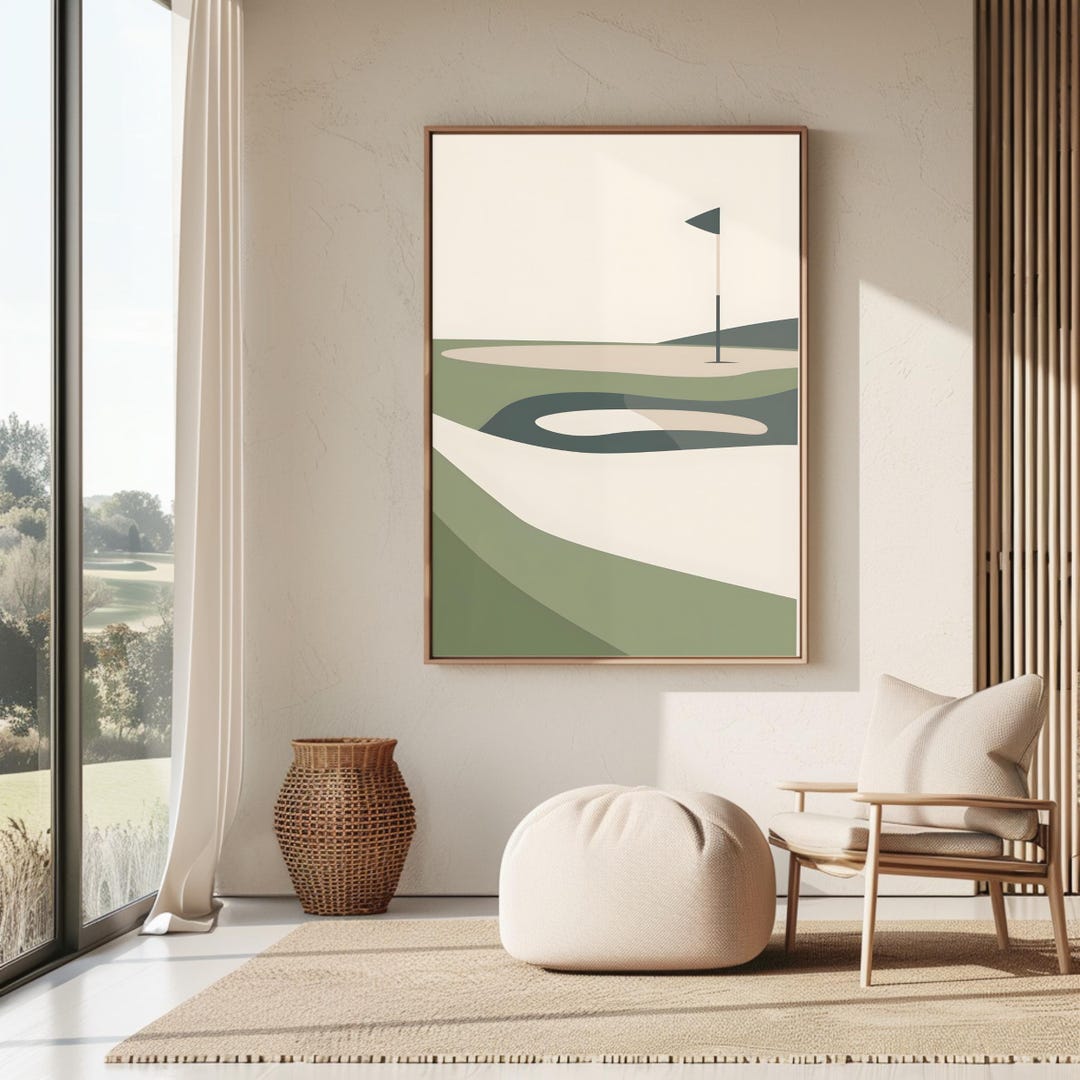 Minimalist Golf Course Print | Abstract Fairway Wall Art | Scandinavian ...
