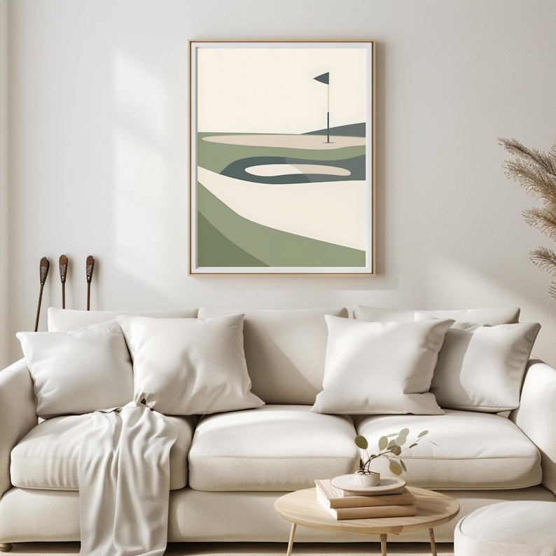 Minimal Golf Course Print | Modern Golf Wall Art | Abstract Fairway ...