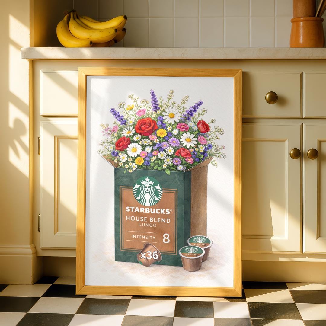 Coffee Pods Blossom Flowers Art Print | Funny Espresso Poster | Blue ...
