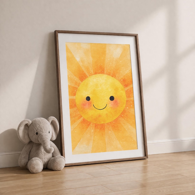 Smiling Sun Nursery Print | Happy Sunshine Wall Art, Kids Room Decor - Etsy