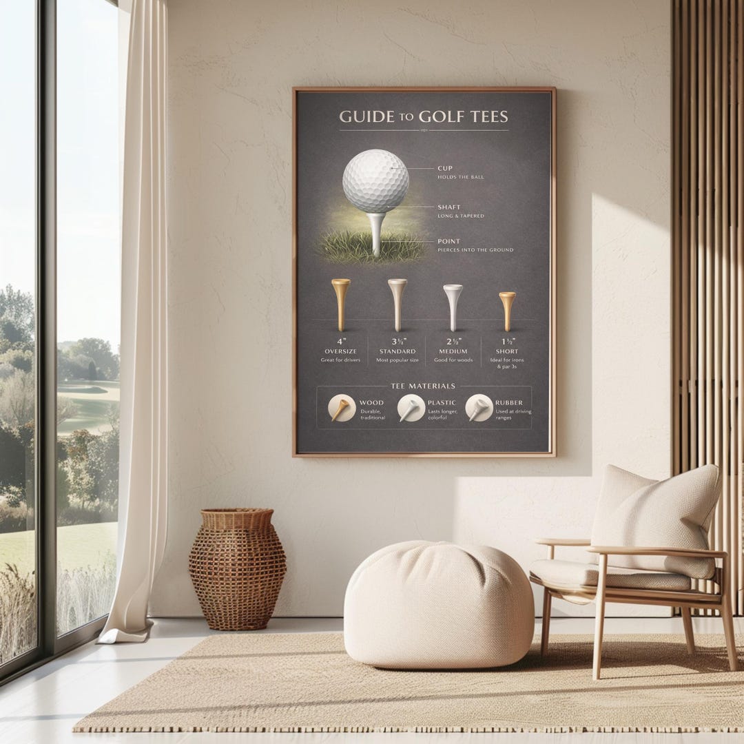 Golf Tee Guide Poster | Golf Equipment Diagram, Sizes, Materials (wall ...