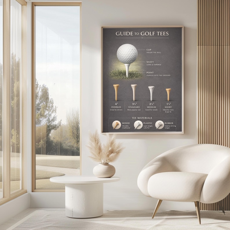 Golf Tee Guide Poster | Golf Equipment Diagram, Sizes, Materials (wall ...