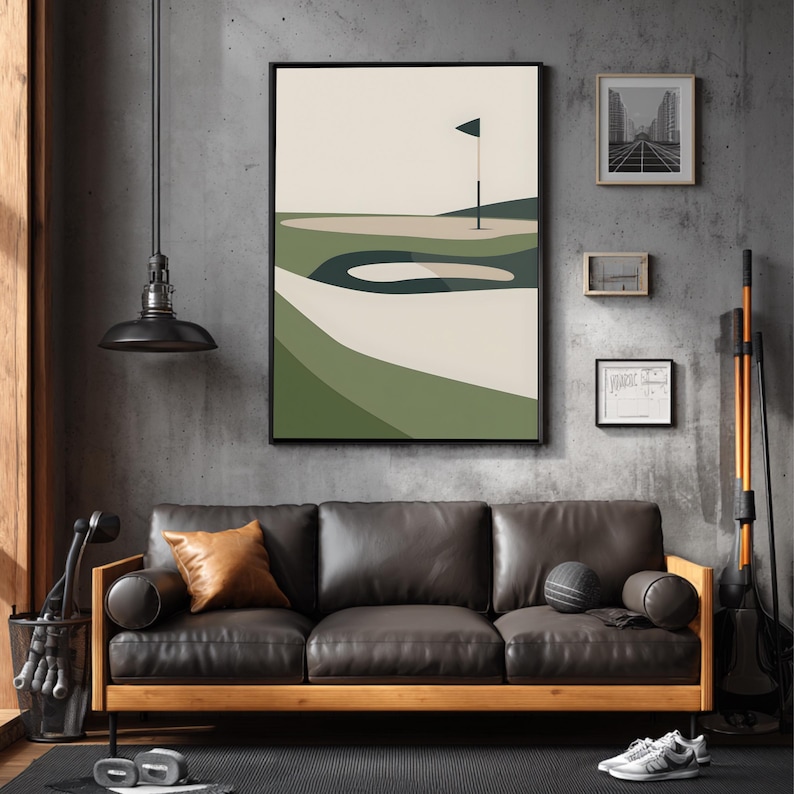 Minimal Golf Course Print | Modern Golf Wall Art | Abstract Fairway ...