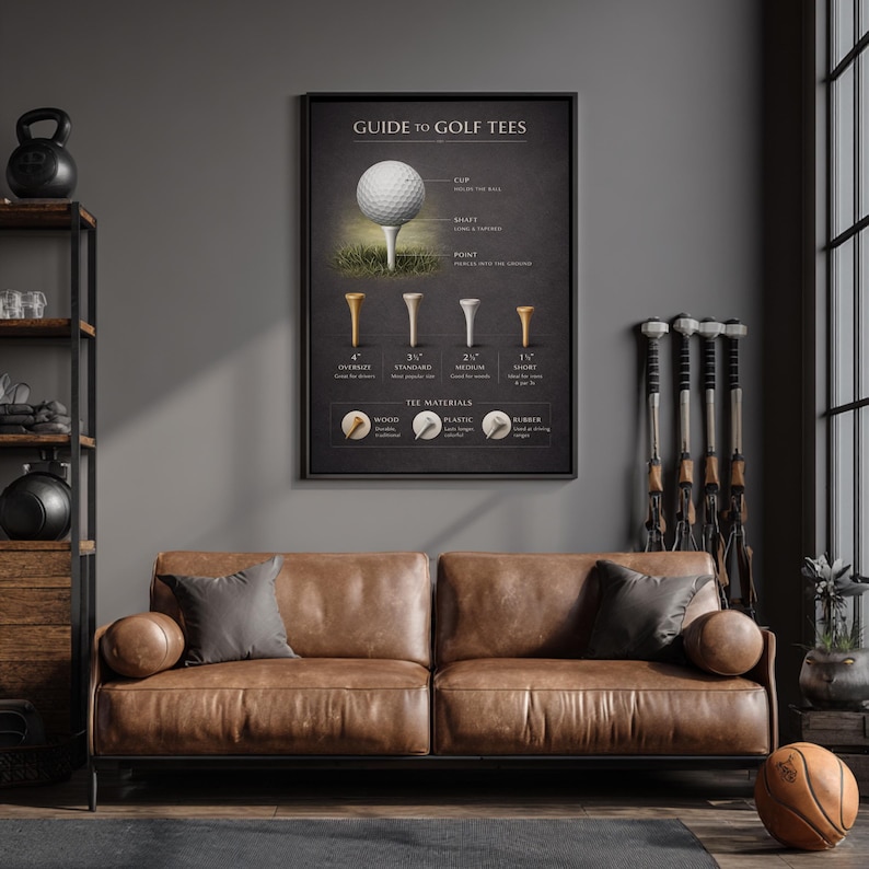 Golf Tee Guide Poster | Golf Equipment Diagram, Sizes, Materials (wall ...