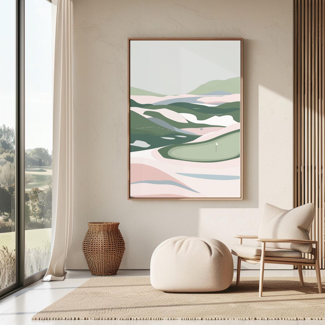 Abstract Golf Landscape Print | Pastel Scandinavian Style Art Poster - Etsy