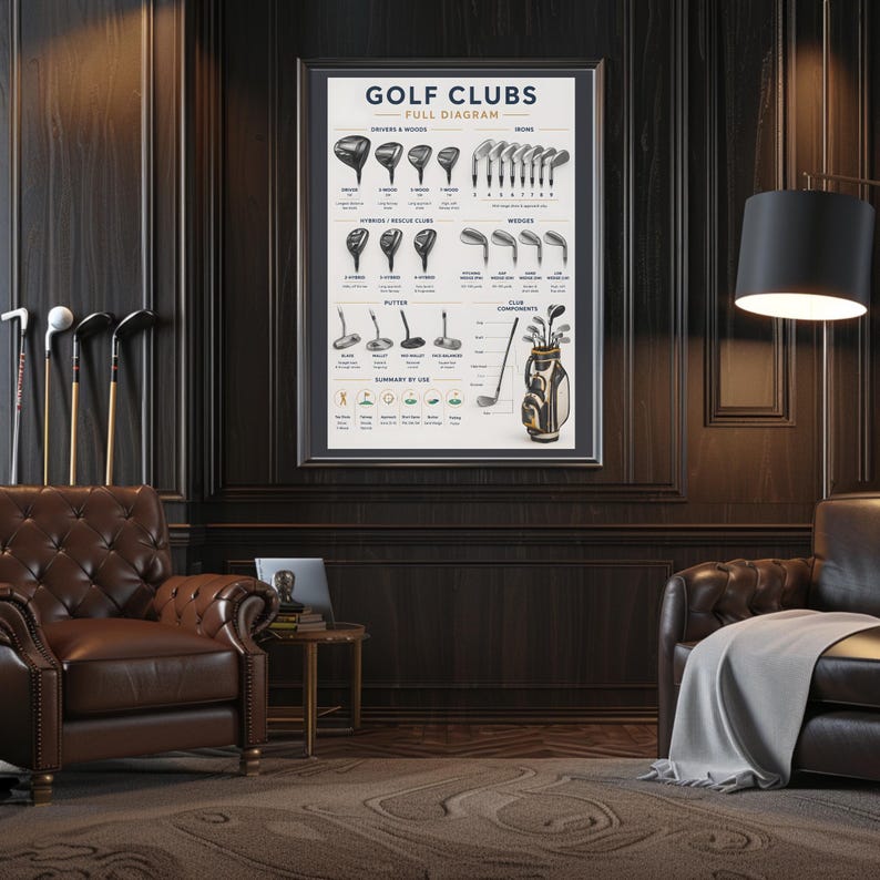 Golf Clubs Diagram Print | Full Club Guide, Golfer Wall Art - Etsy