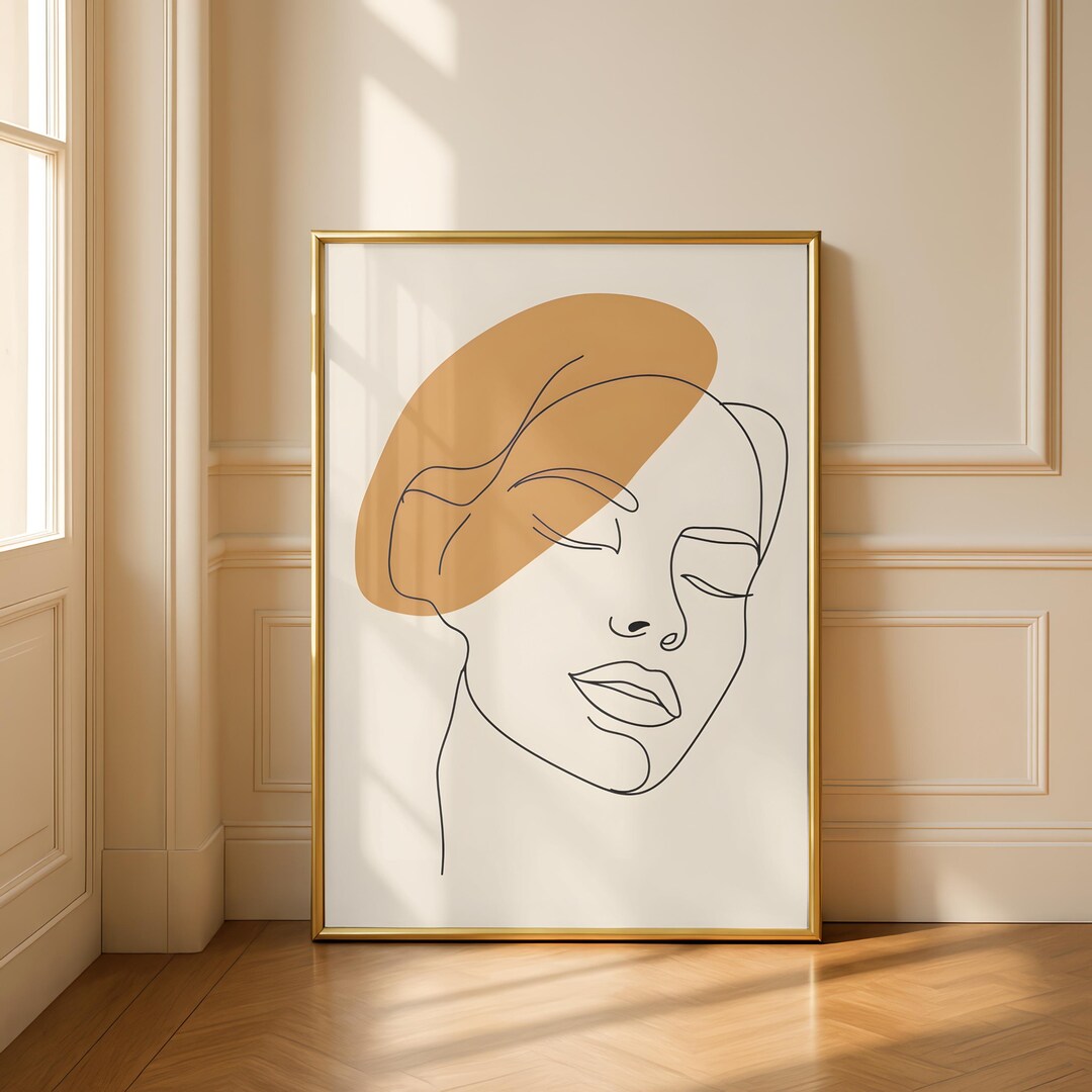 Line Art Face Print, Abstract Woman Portrait, Boho Wall Art, Modern ...