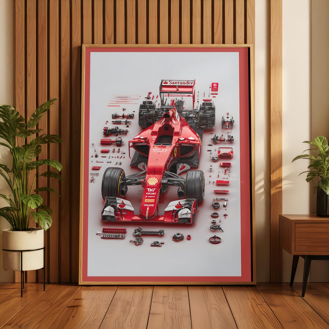 Formula Exploded View Poster, Racing Car Parts Diagram Wall Art ...