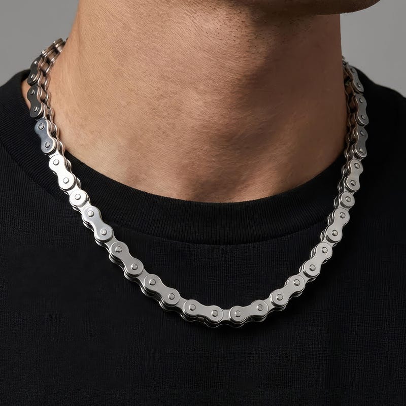 Biker Link Gold Necklace - Etsy UK