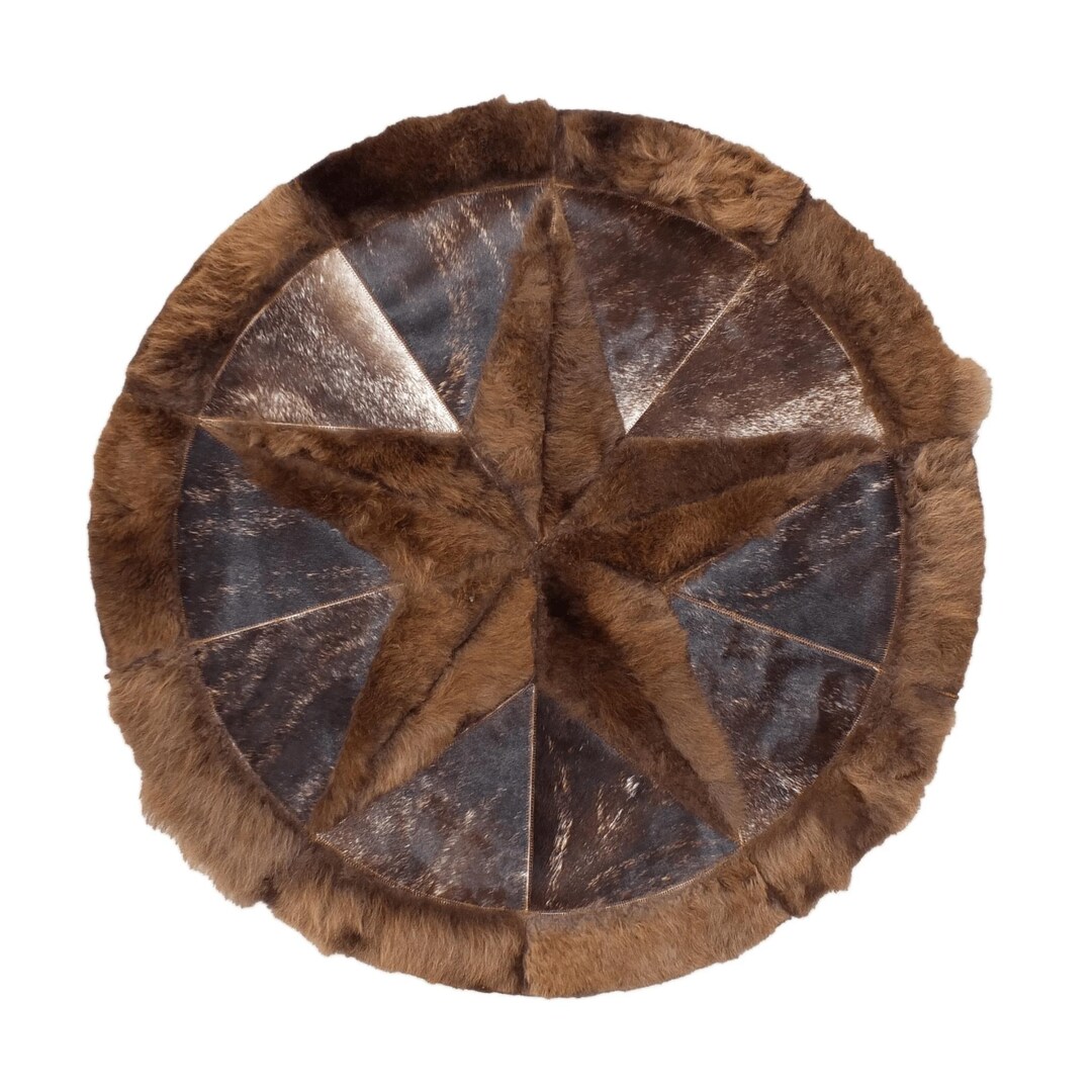 Round Western Rug - Bison Star & Edge (brindle) - Etsy