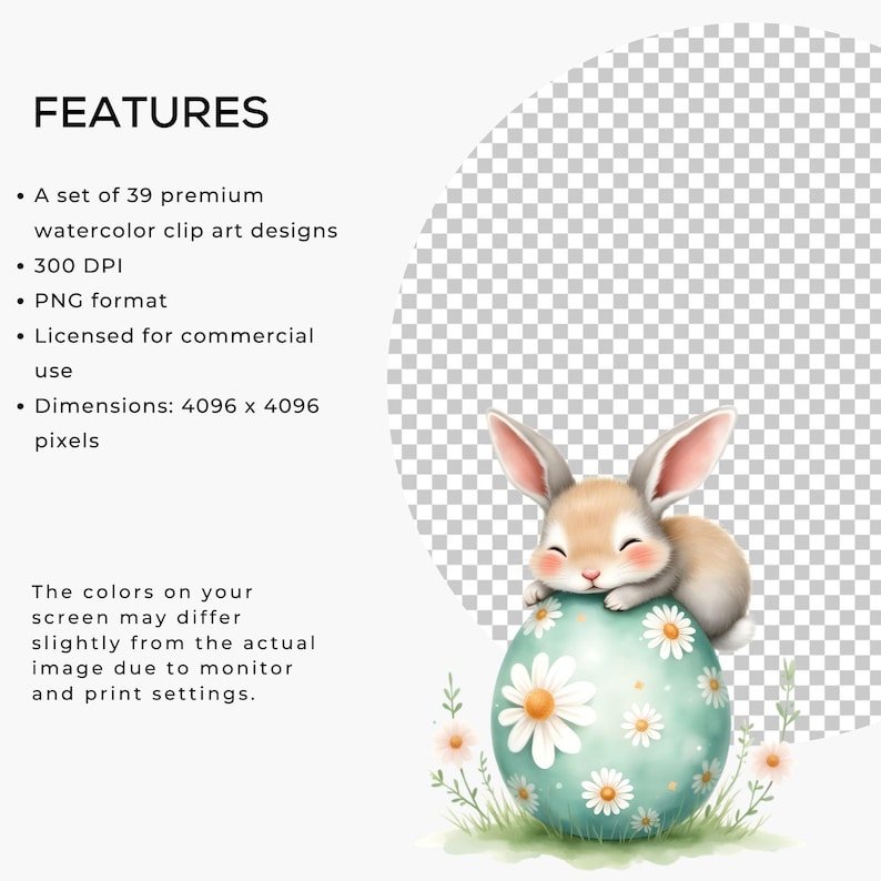 Watercolor Easter Clipart Bundle | Pastel Bunny, Eggs (digital Download ...