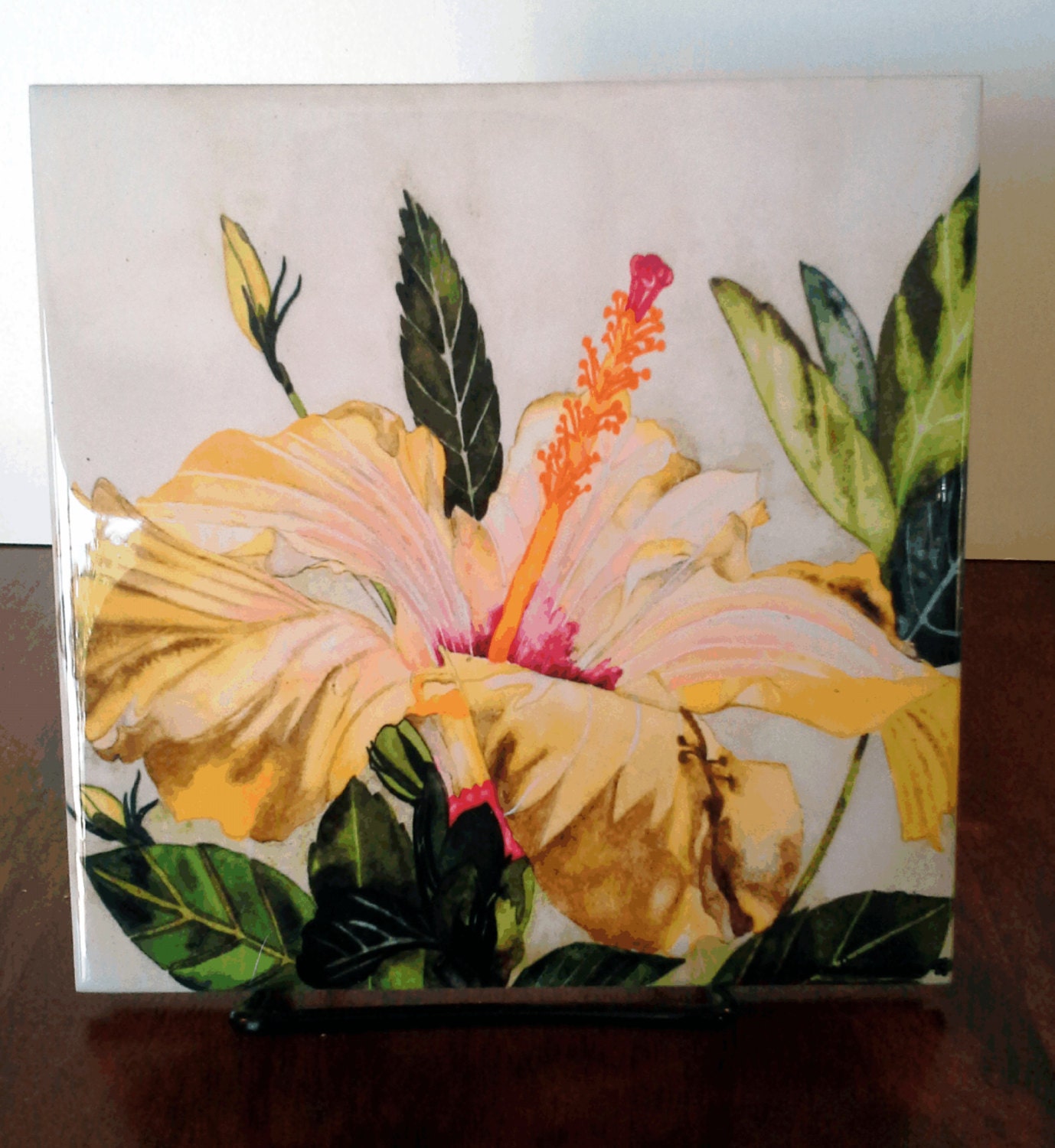 Hibiscus Ceramic Tile. Comes in Three Sizes 4.25 - Etsy