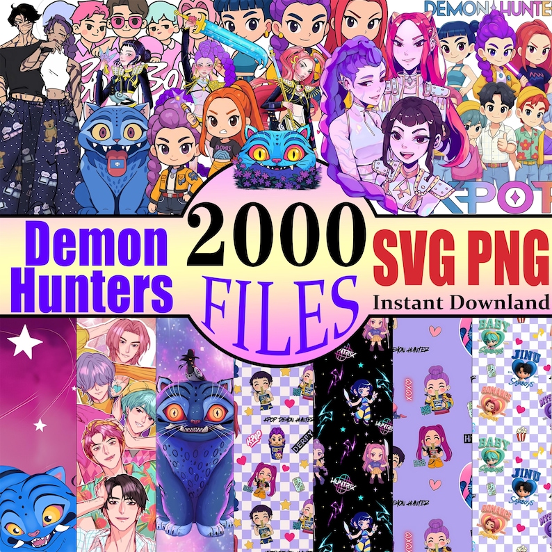 Huntrix Kpop Demon Hunters Mega Bundle – 2000+ PNG PDF SVG Eps Dxf ...