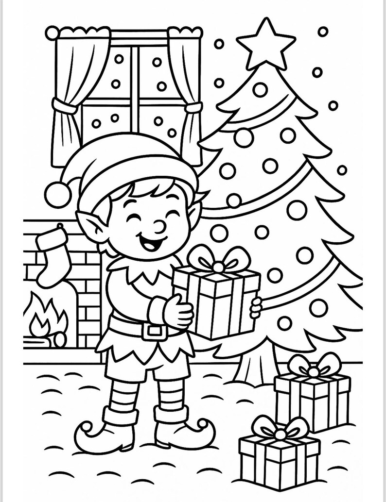 30 Christmas Coloring Pages to Color - Etsy