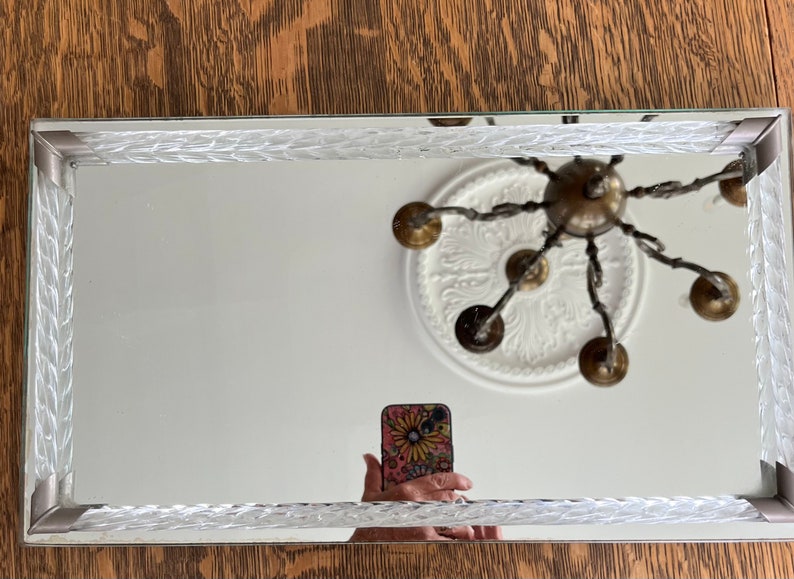 Vintage MCM Glass Rope Vanity Mirror Dresser Perfume Tray - Etsy