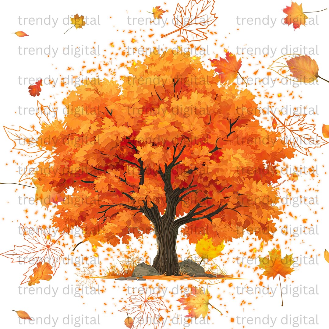 Autumn Tree Clip Art Set | Fall Foliage JPG Graphics (digital Download ...