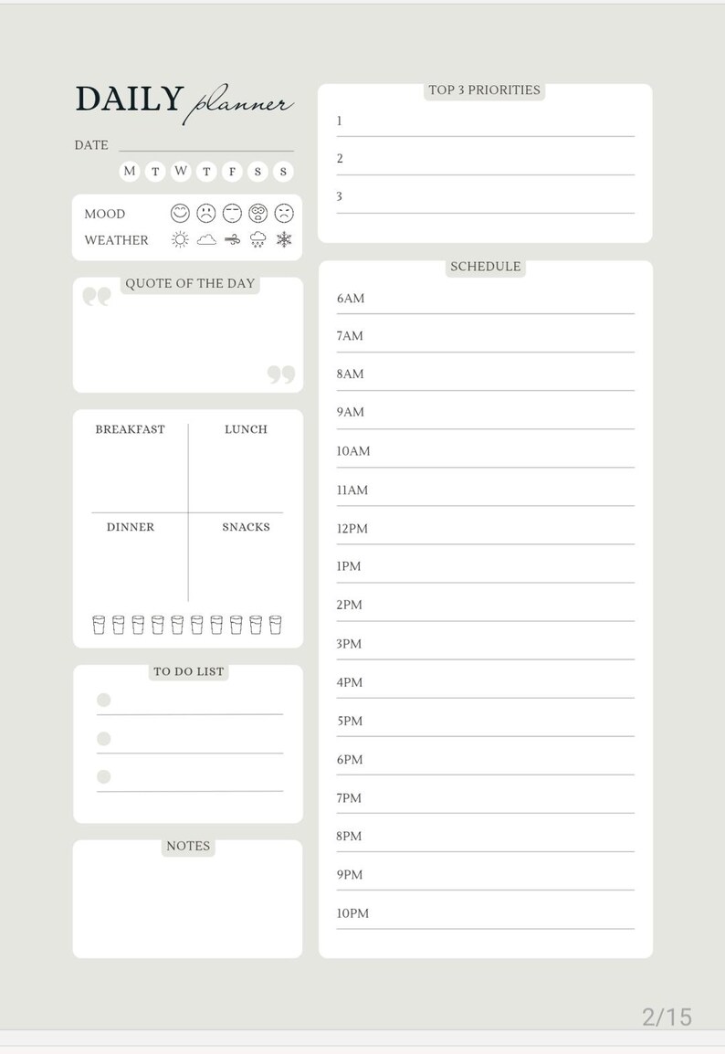 15 Best Designed Printable Daily Planners to Make Your Best Days. - Etsy