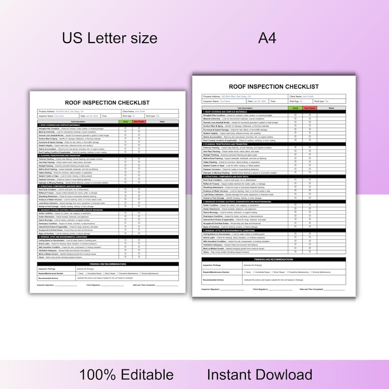 Roof Inspection Checklist, Roofing Inspection Form Commercial ...