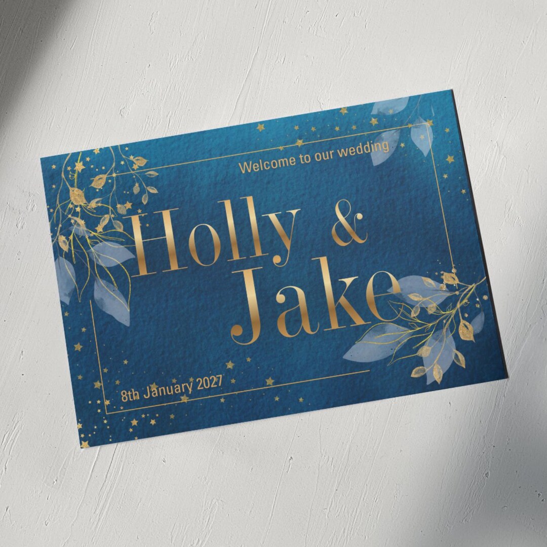 Celestial Midnight Wedding Welcome Sign Template | Editable Canva ...
