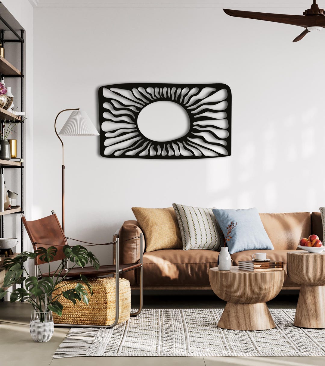 Abstract Sun Rays Rectangle Metal Wall Art Matisse Style Panel for ...