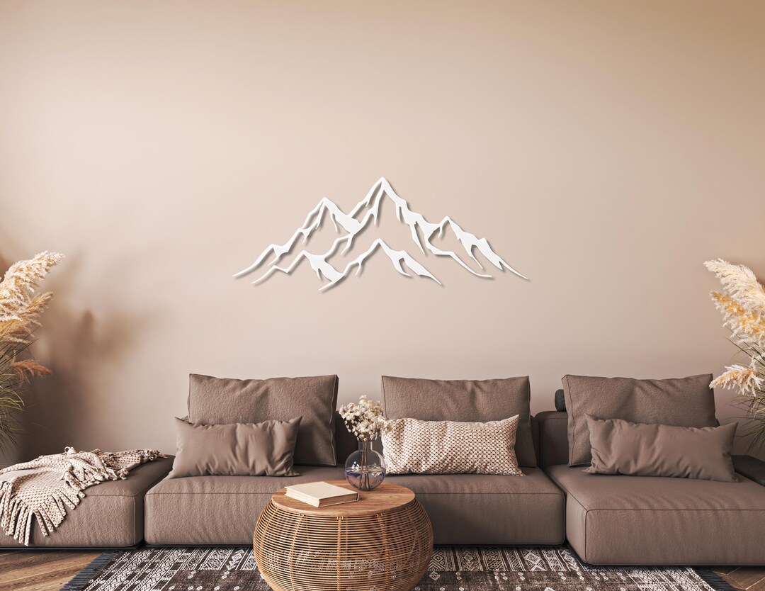 Minimal Mountain Range Metal Wall Art Modern Landscape Design for Home ...