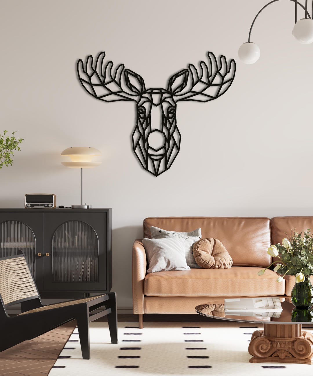 Geometric Moose Head Metal Wall Art for Modern Rustic and Scandinavian ...