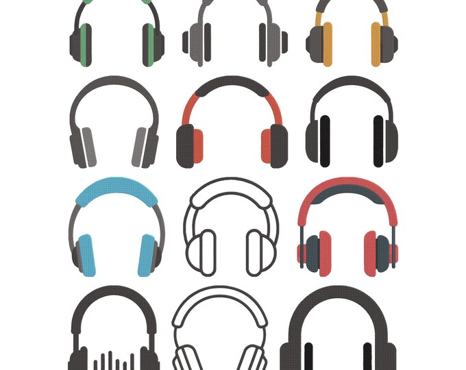 Headphone Music Embroidery Design, Music Headset Machine Embroidery ...