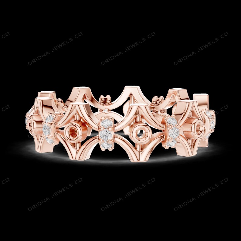 Buy Diamond Wave Band Ring – Modern Solid Gold Wedding Band Alternative ...