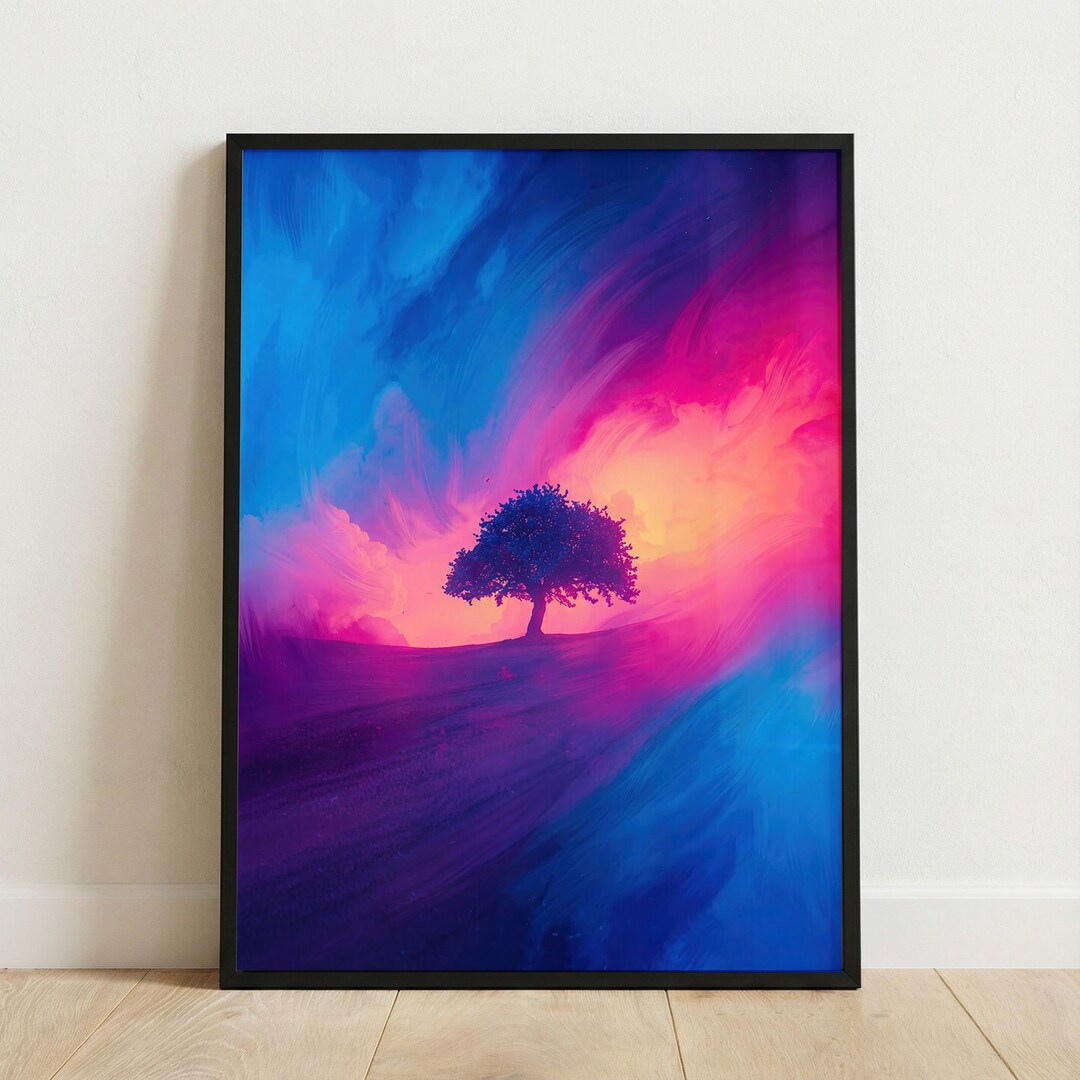 Abstract Tree Art Print – Pink & Blue Dreamscape (digital Download) - Etsy