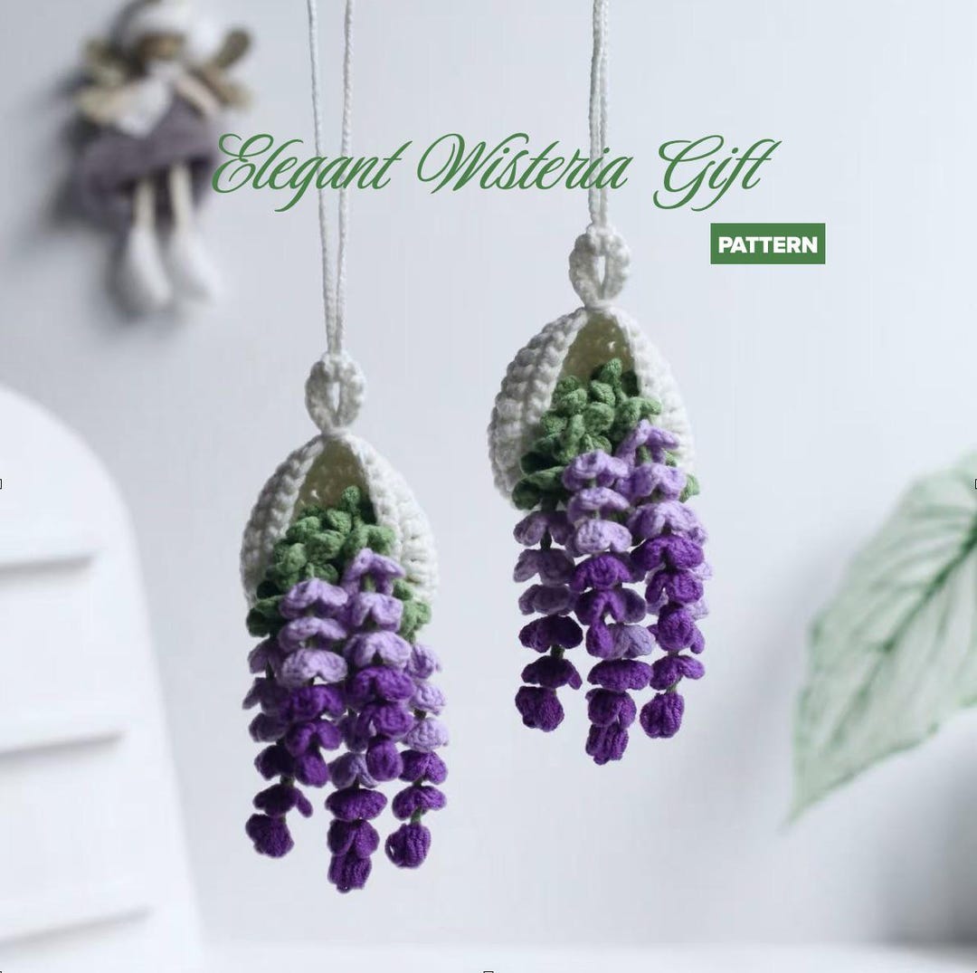 Crochet Wisteria Hanging Basket Pattern PDF, Handmade Plant Decor, Cozy ...