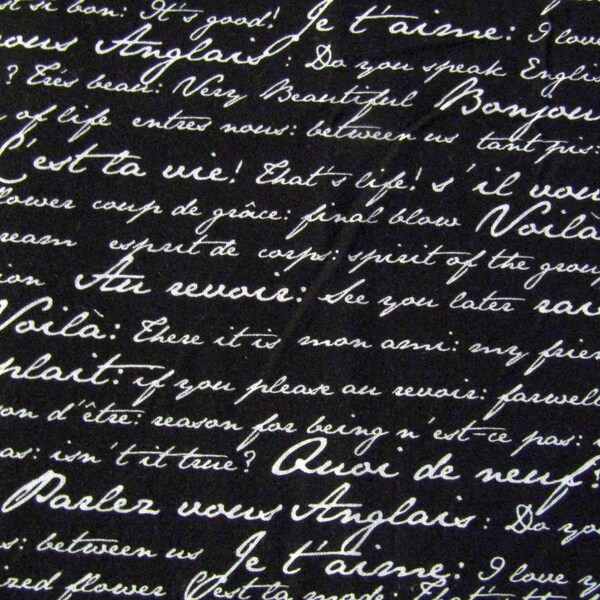 French Script Fabric - Etsy