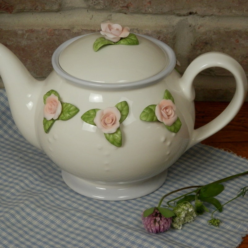 Pink Rose Teapot - Etsy