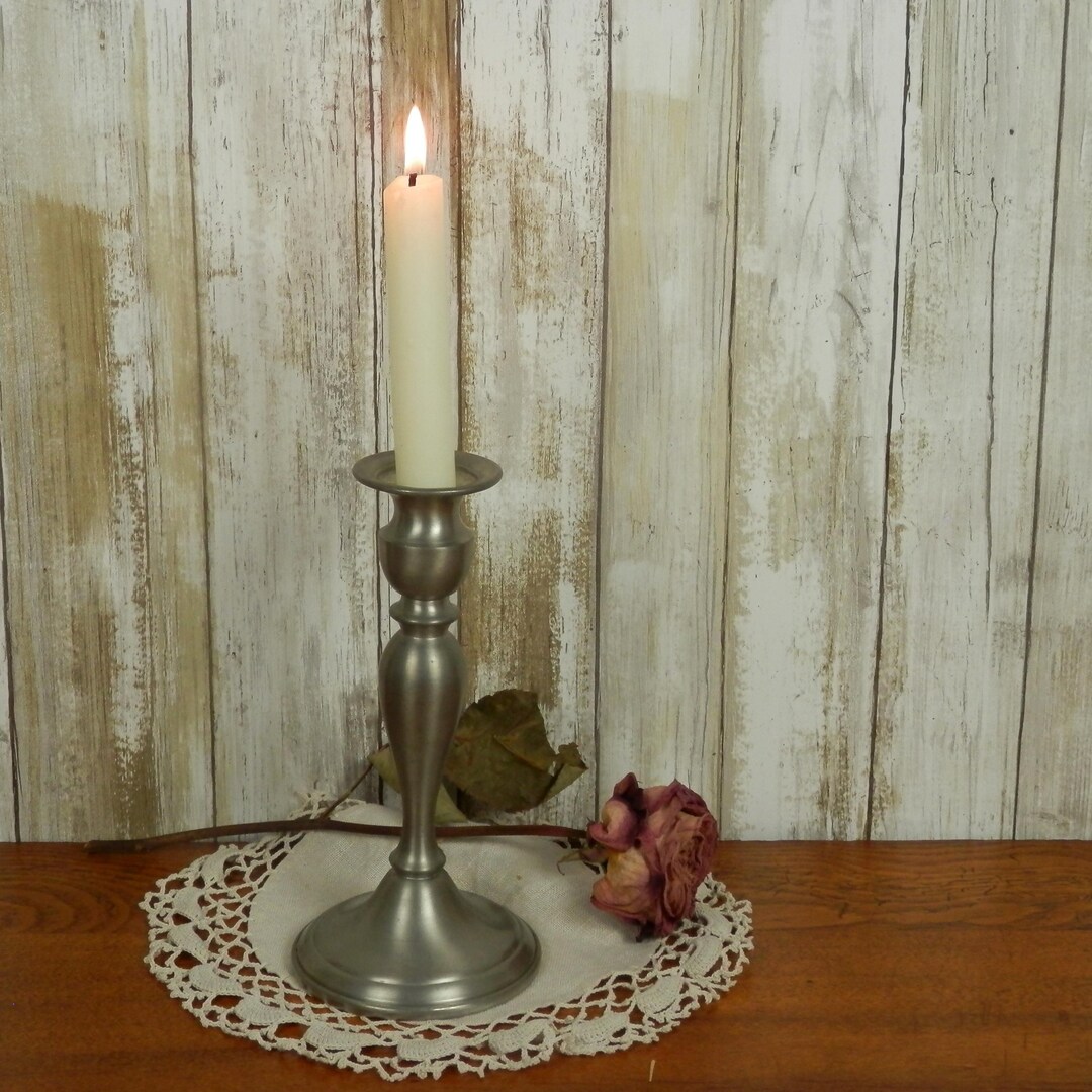 Tall WEB Pewter Candlestick, Colonial Style - Etsy